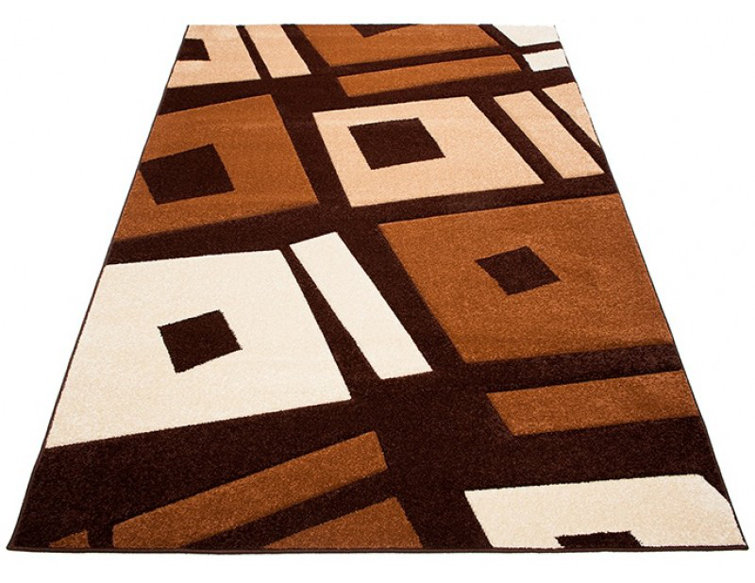 George Oliver Garnet Abstract Machine Woven Mocha Area Rug | Wayfair.ie