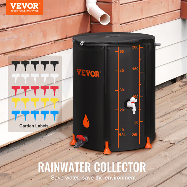 VEVOR Weather Resistant Polyethylene Foldable Dual Overflow Rain Barrel ...