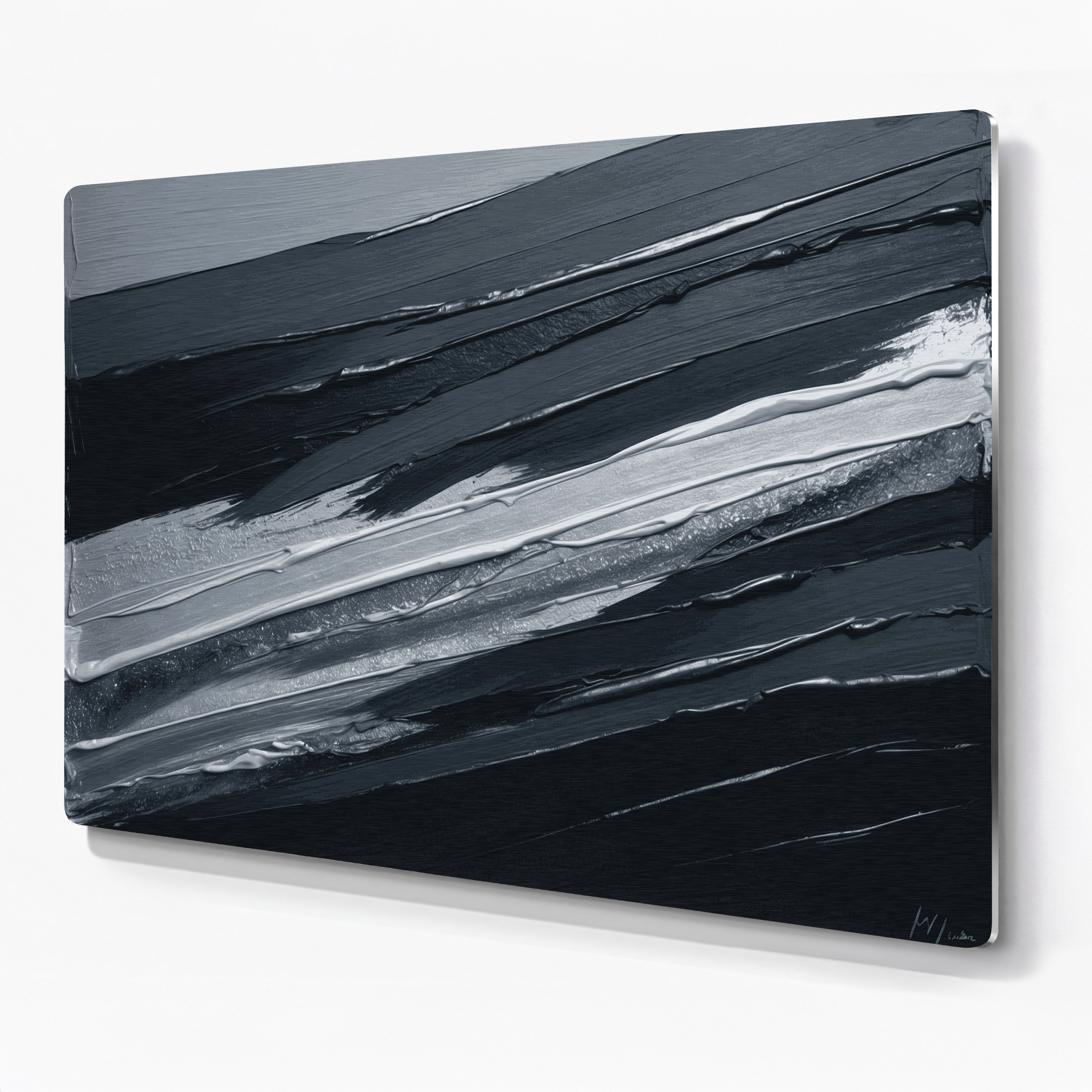 Brayden Studio® Horizontal Striped Dark Gray Silver Gray Metal Wall Art ...