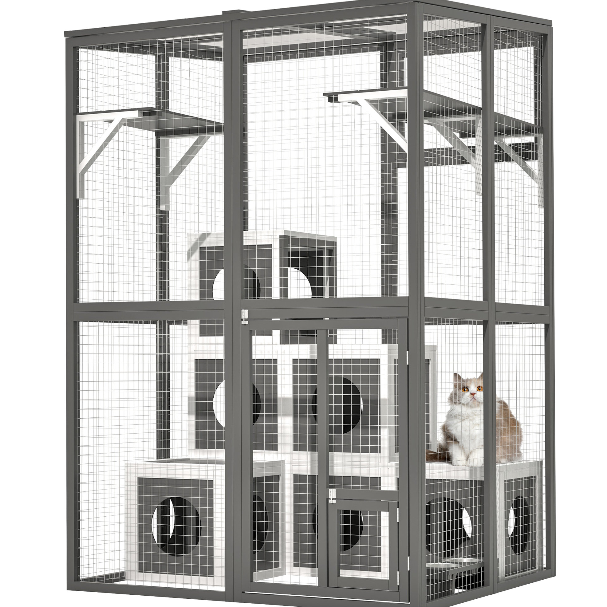 Tucker Murphy Pet™ Solid Wood Cat Enclosure - 7 Napping Houses And 2 ...