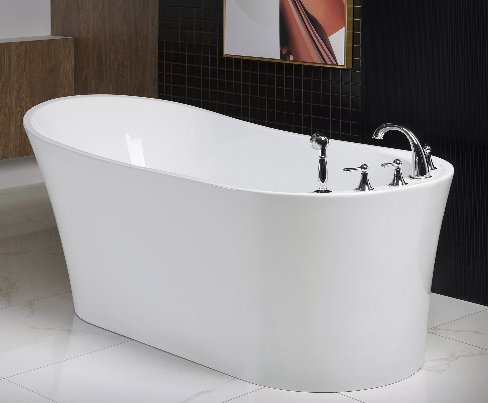 WoodBridge 67" x 32" Freestanding Soaking Acrylic Single Slipper ...