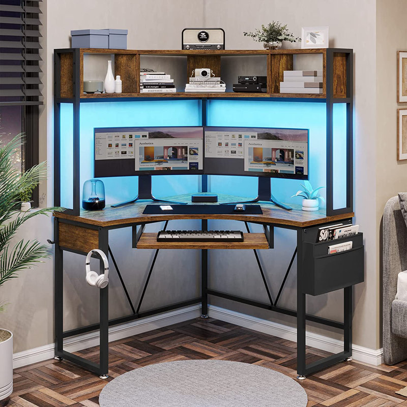 Wade Logan® Athelia Corner Metal Base Computer Desk & Reviews | Wayfair