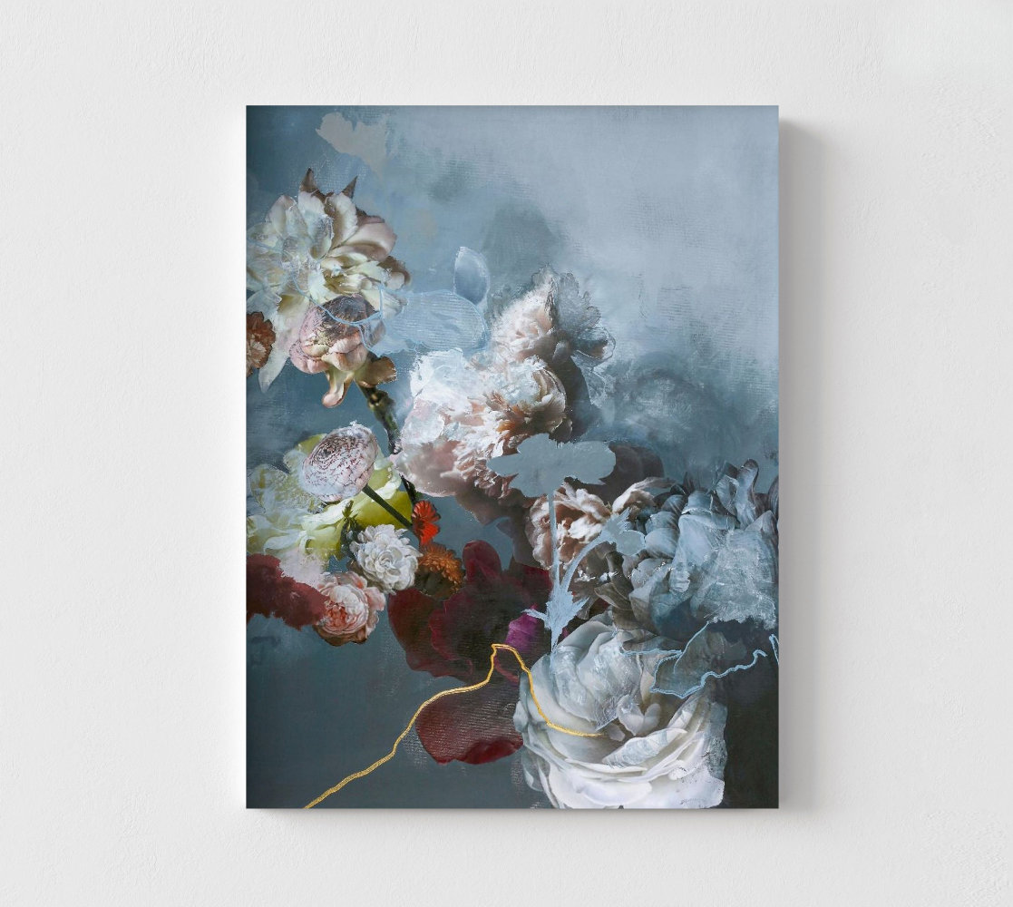 WeFrameArt Haute Couture Blue By Design Fabrikken, Floral Painting Wall ...