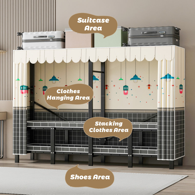 INO Design 75" Portable Closet Organizer Clothes Storage Wardrobe Rack ...