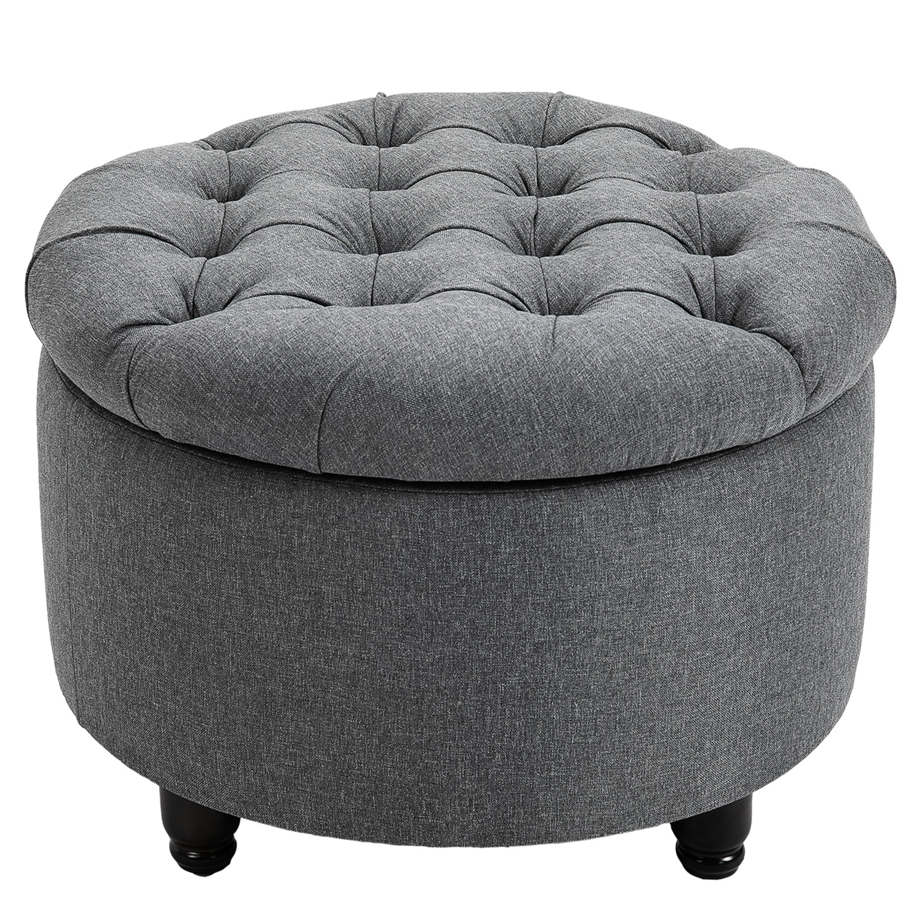 Latitude Run® Round With Grey Fabric And Generous Storage Capacity ...