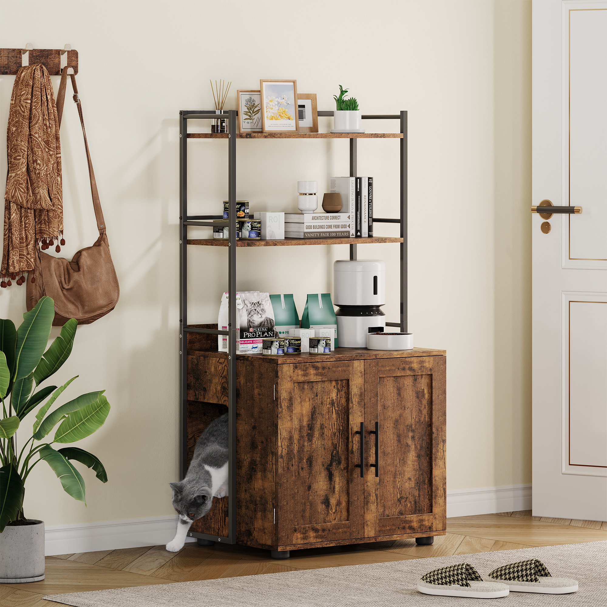 Tucker Murphy Pet™ Cat Litter Box Enclosure With Shelf Storage ...