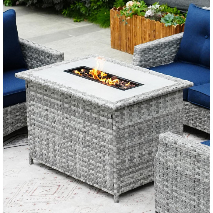 Red Barrel Studio® Woodrum 25.59" H x 39.76" W Propane Outdoor Fire Pit ...