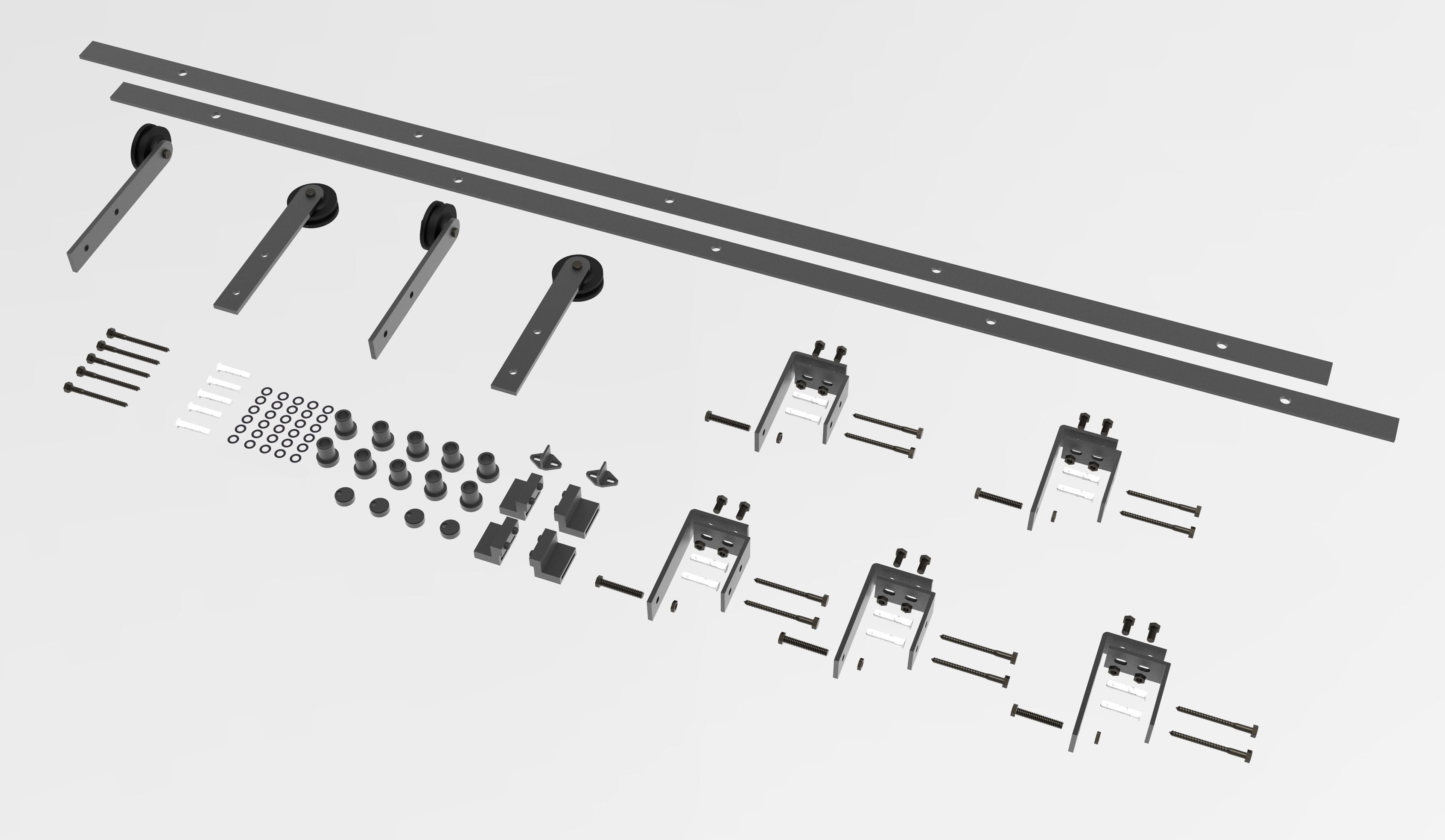 Vancleef Black Rustic Straight Design U Bracket Double Track Bypass Two ...