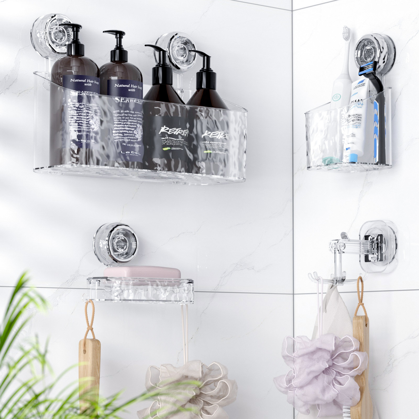 Rebrilliant 4-Pack Set Collection Suction Cup Shower Caddy, Peksenak ...