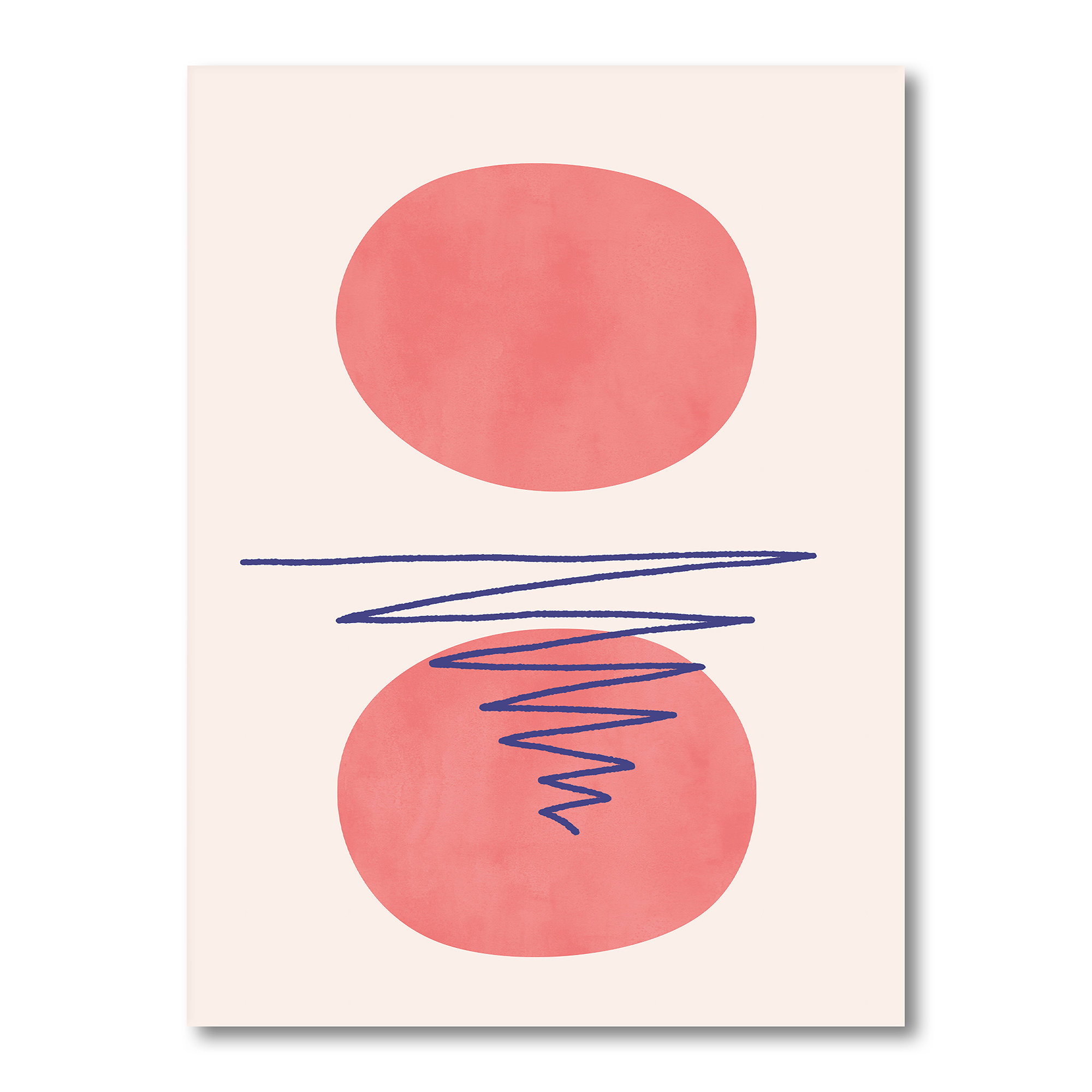 East Urban Home Two Abstract Red Moons - Print on Canvas | Wayfair