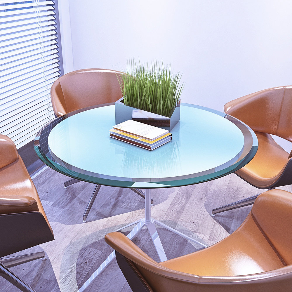 Winston Porter 28" Inch Round Tempered Glass Table Top Clear Glass 1/2 ...