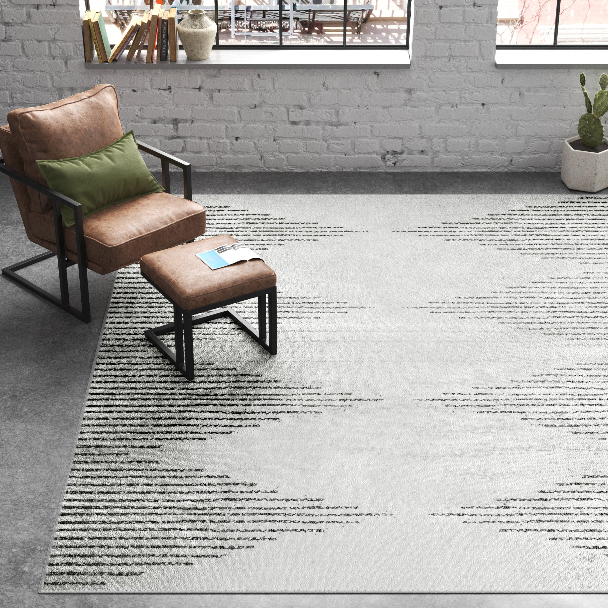 Williston Forge Lyra Diamond Machine Washable Area Rug for Living Room ...