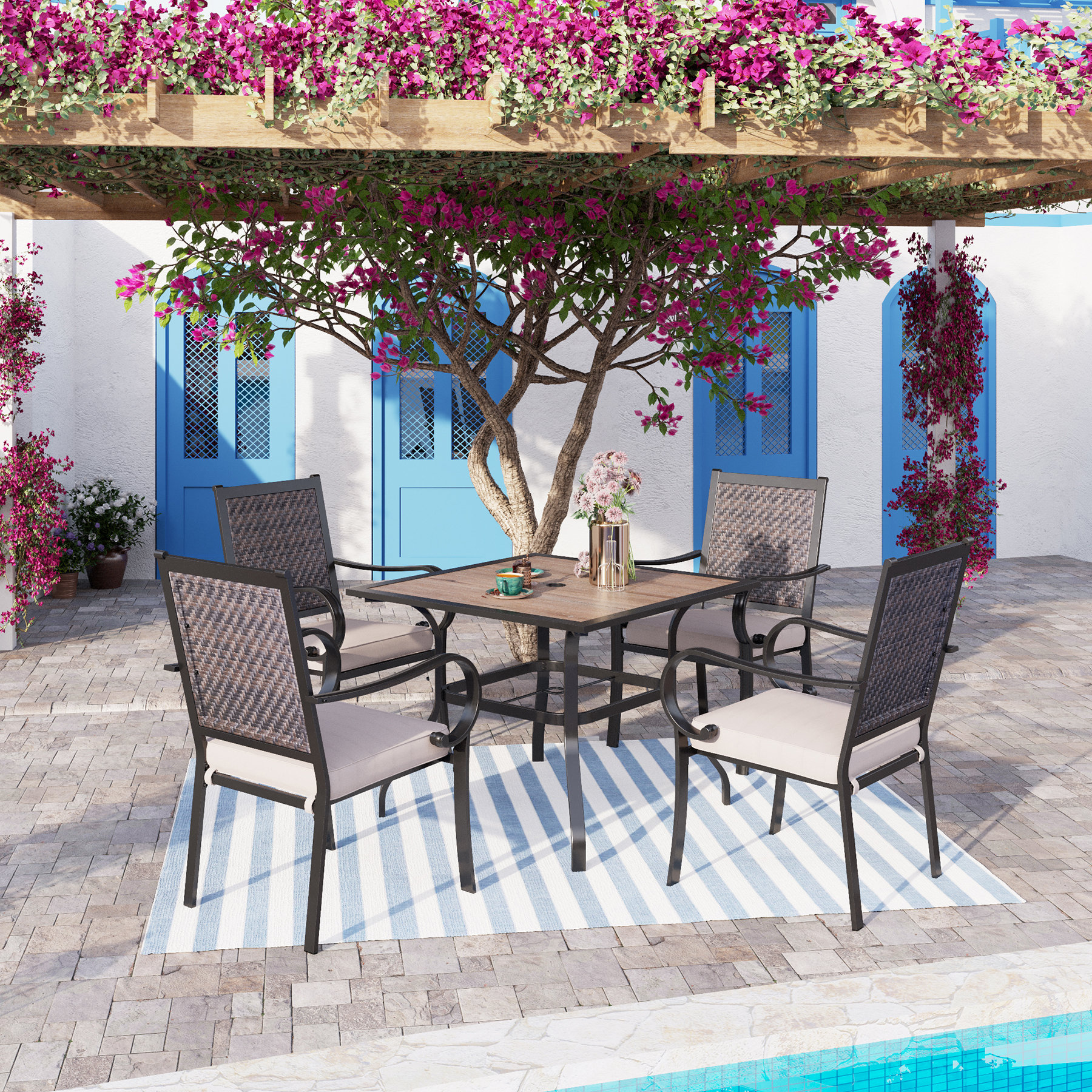 Blue Elephant Horwich Square 5 - Piece 4 - Person 93.98Cm L Outdoor ...