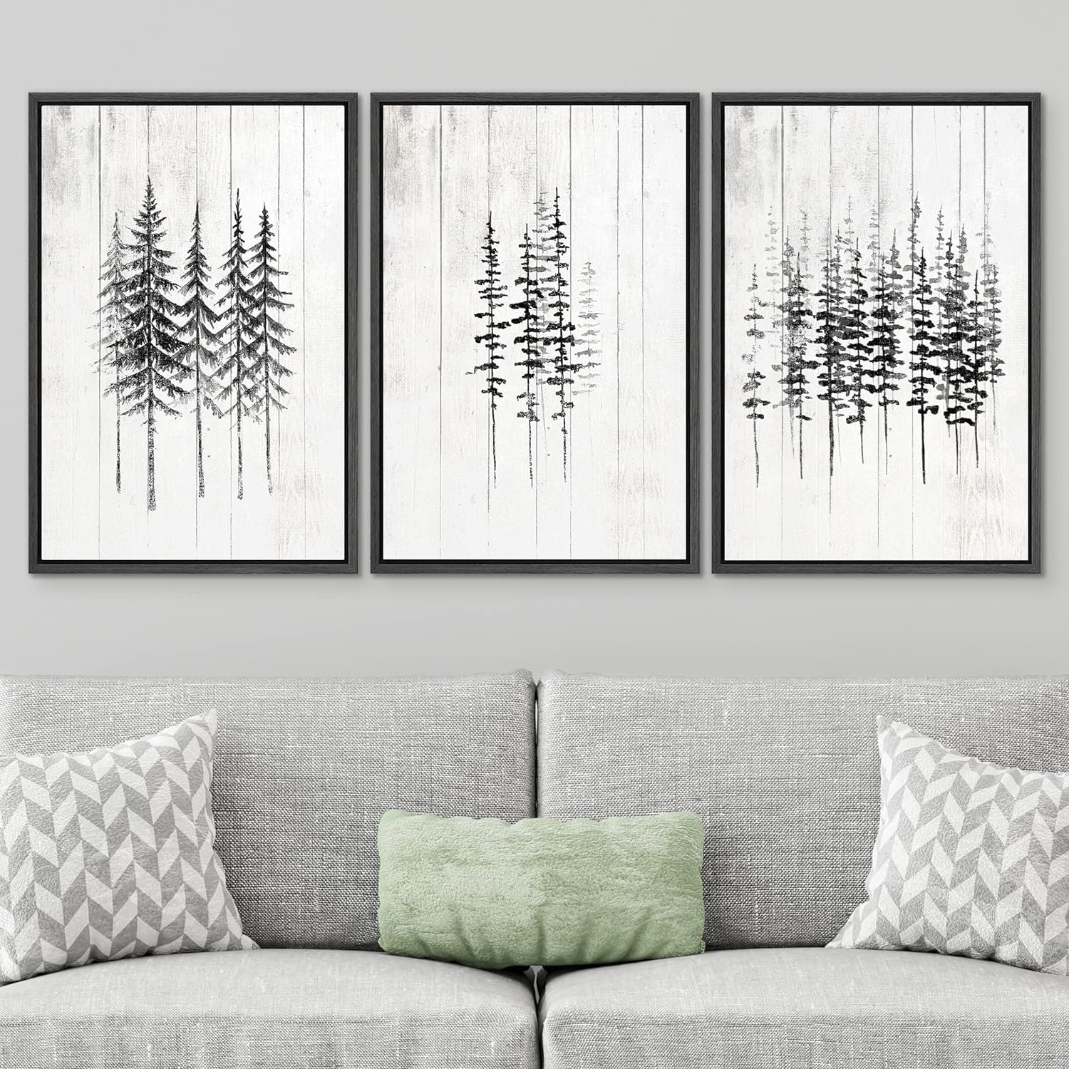IDEA4WALL Black And White Pine Trees Simple Minimalist Neutral Décor ...