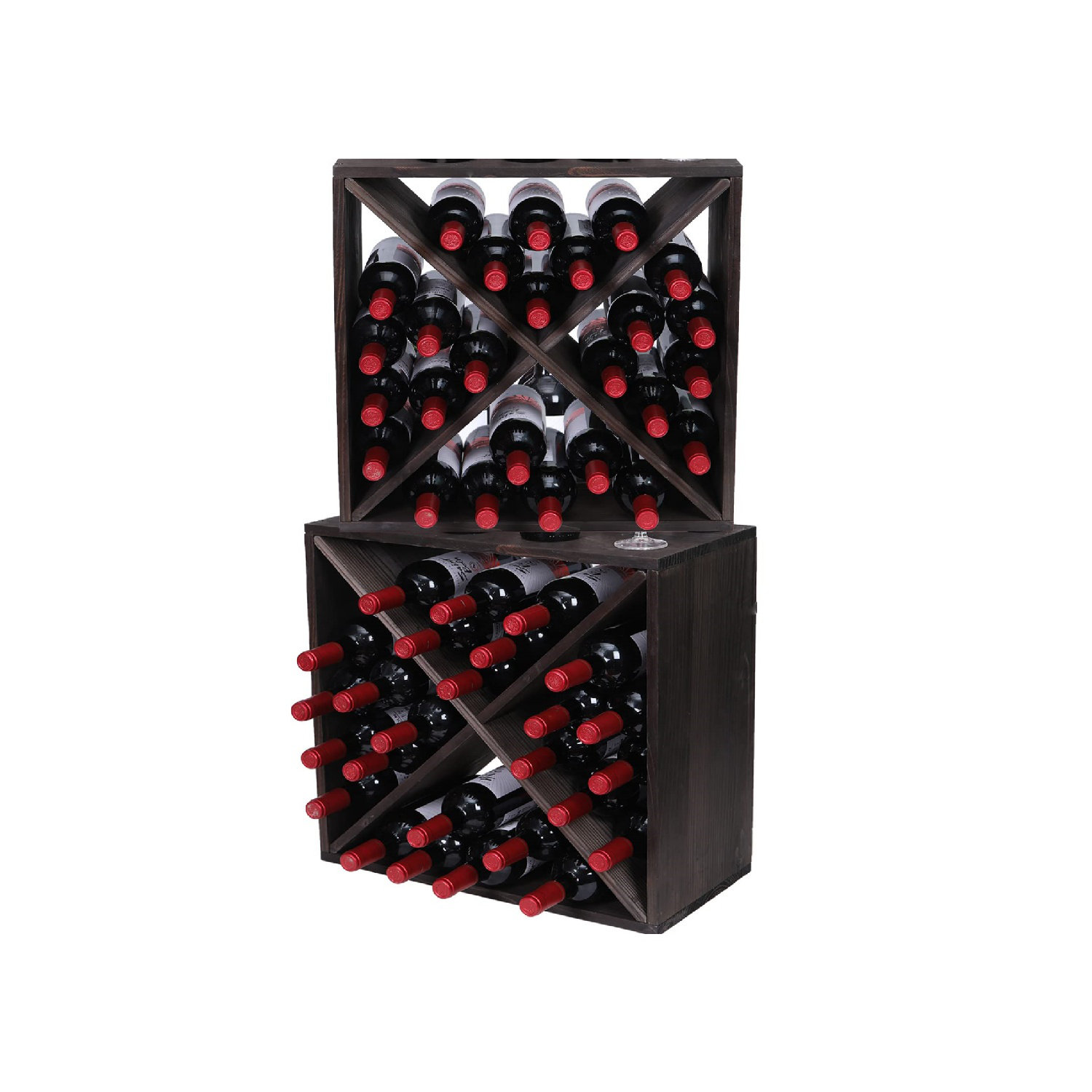 Loon Peak® Wine Racks Countertop Solid Wood Stackable Storage Rustic ...