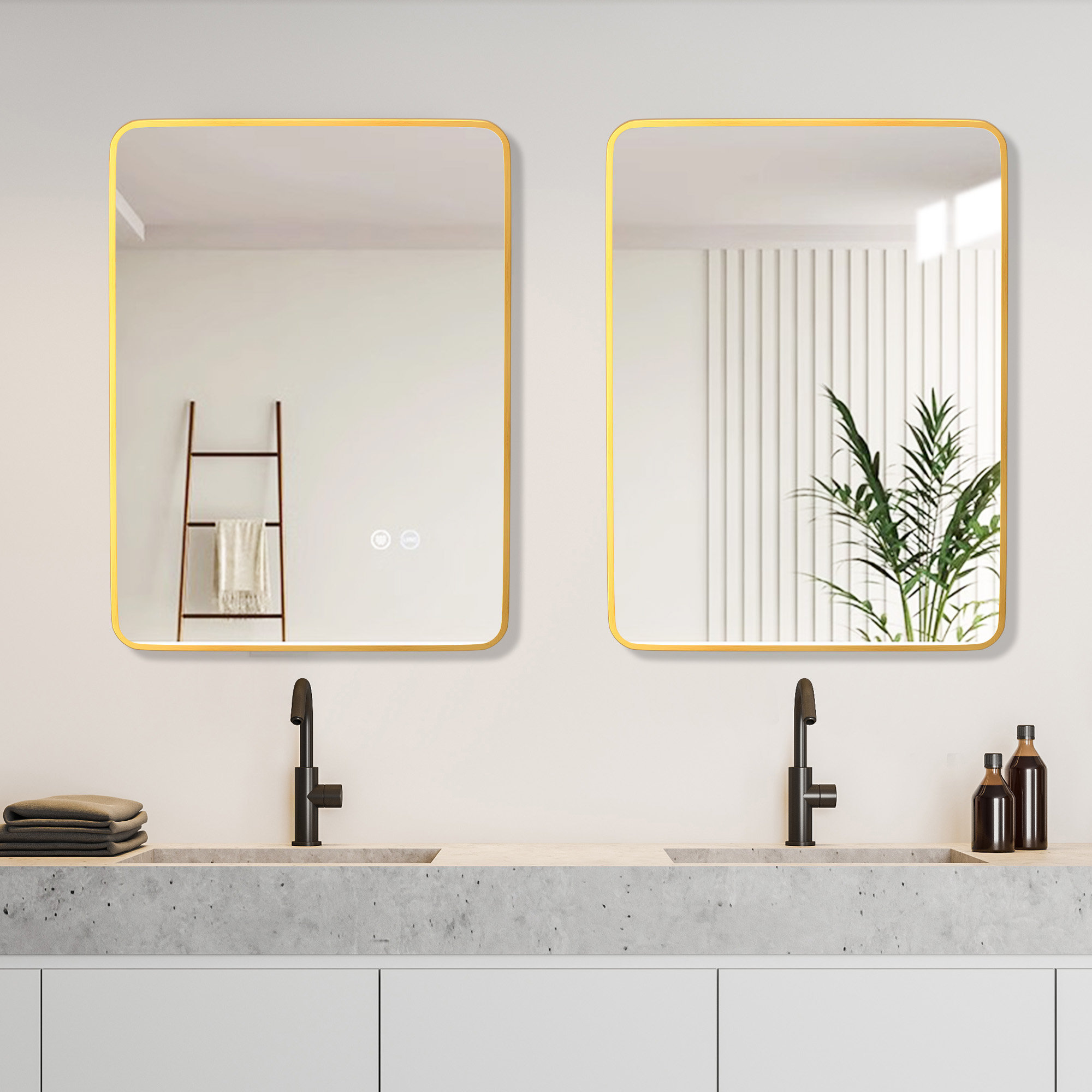 Latitude Run® Aamya 32x24 Inch Rectangle Bathroom Vanity Mirror Hangs ...
