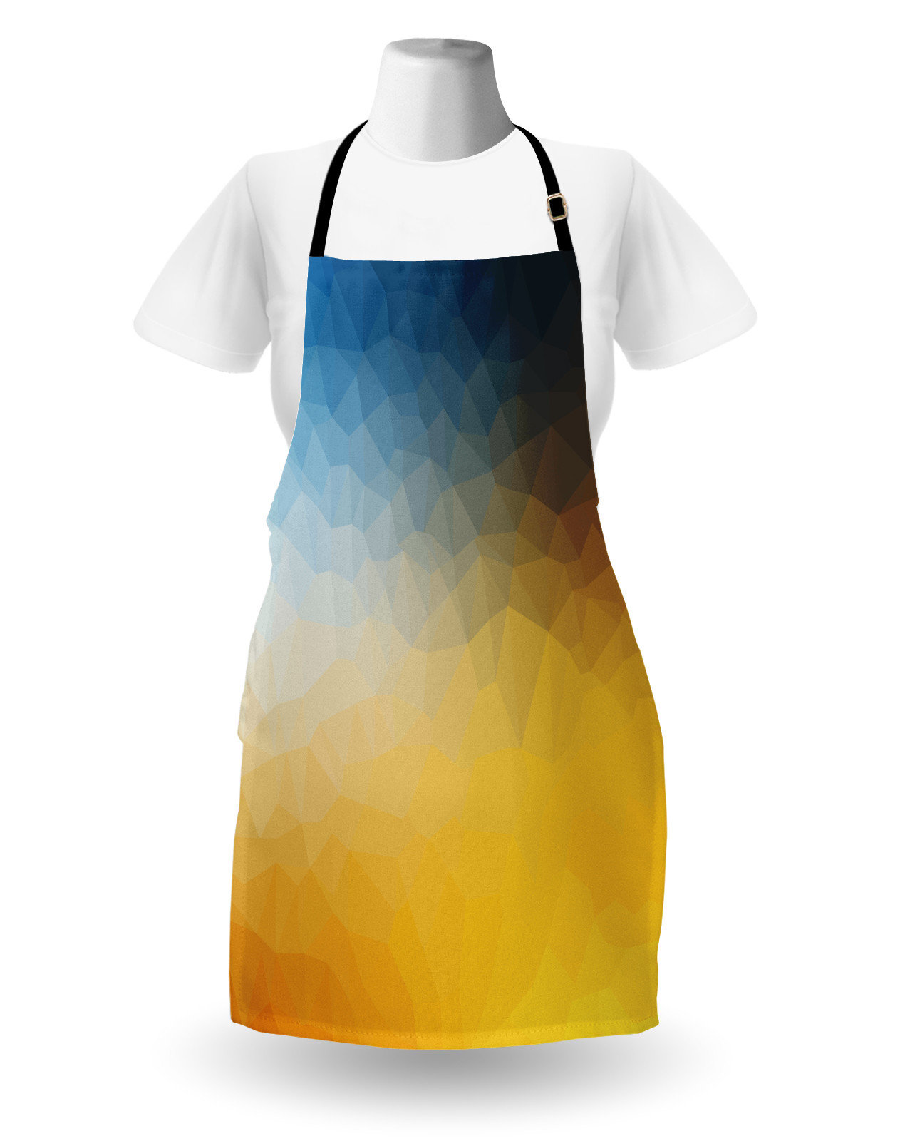 East Urban Home Yellow and Blue Apron Unisex, Polygon Fractal, Adult ...
