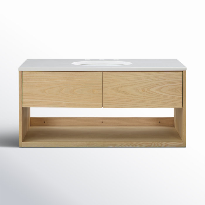 Redbridge 42'' Single Wall Mounted Bathroon Vanity with Quartz Top ...