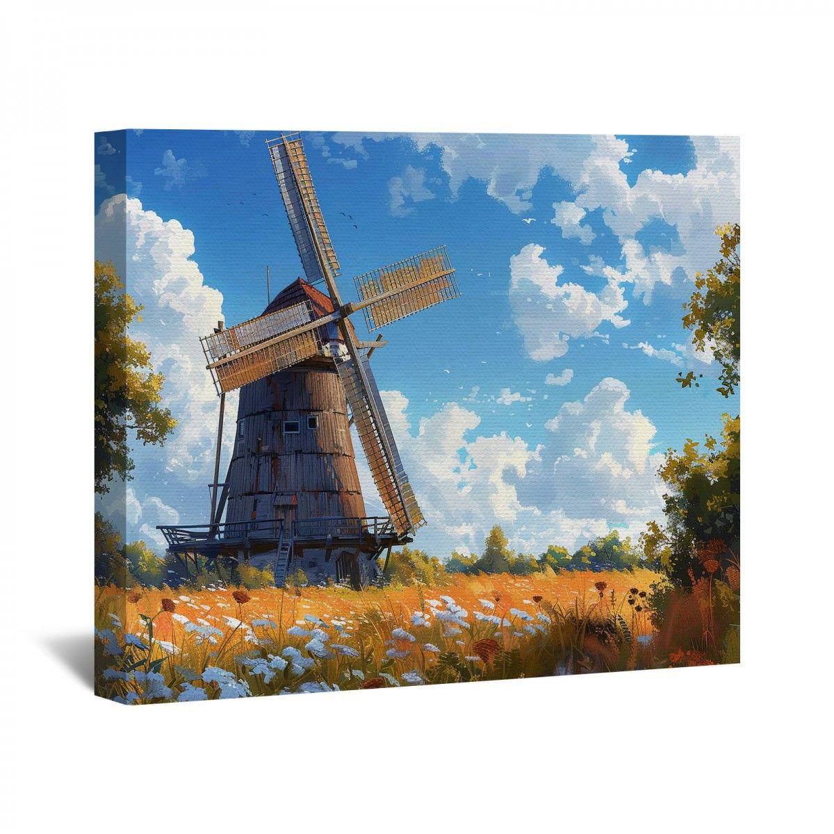 August Grove Windmill Canvas Wrap - Landscape Wall Decor - Wayfair Canada