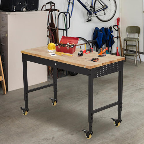 WFX Utility™ Manufactured Wood Top Height-Adjustable Workbench with ...