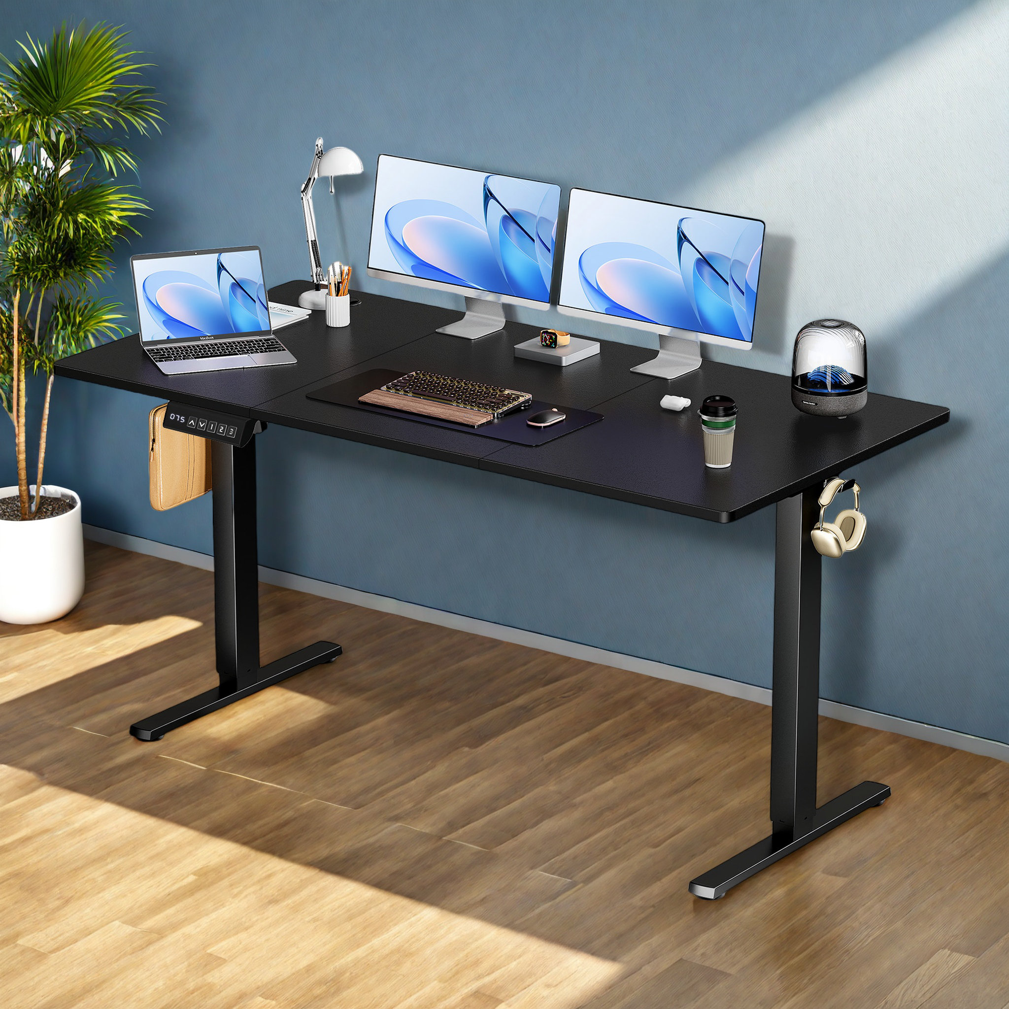 Ebern Designs 63" Wide Adjustable Standing Desk, Ergonomic Computer ...