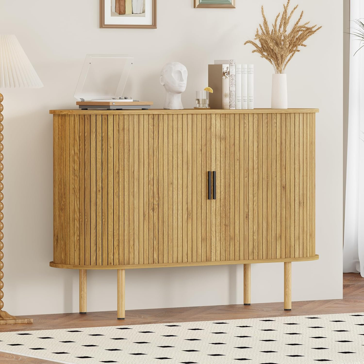 Rebrilliant 47''Sideboard Buffet Cabinet with Storage,Mid Century Modern Accent Cabinet, Sliding ...