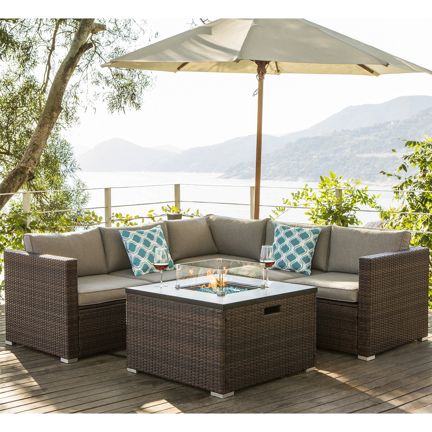 Longshore Tides Sabine 5 - Person Outdoor Seating Group with Cushions ...