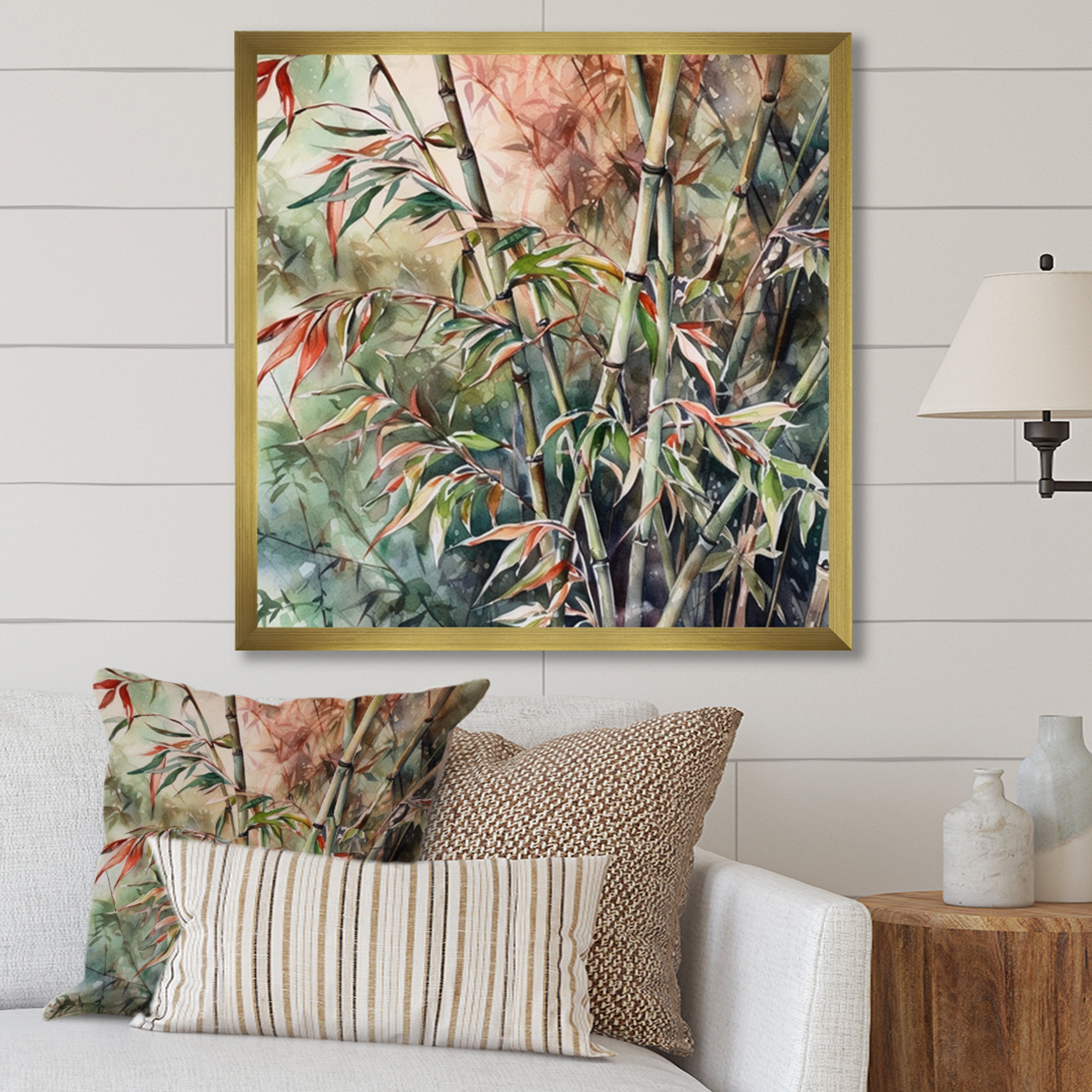 Bayou Breeze Green Floral Bamboo Bliss VI - Floral Print on Natural ...