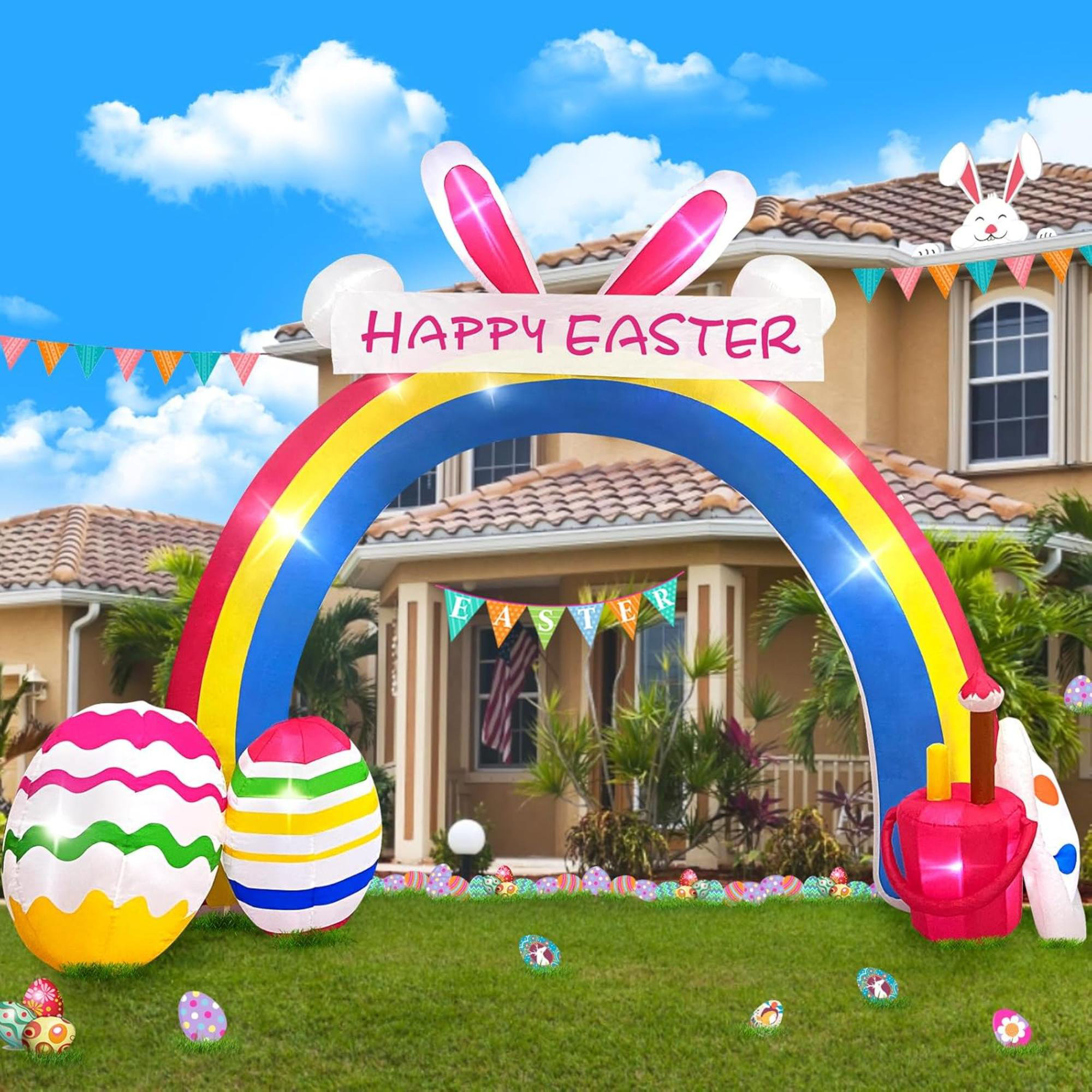 The Holiday Aisle® 10 FT Easter Inflatables Decorations, Bunny ...