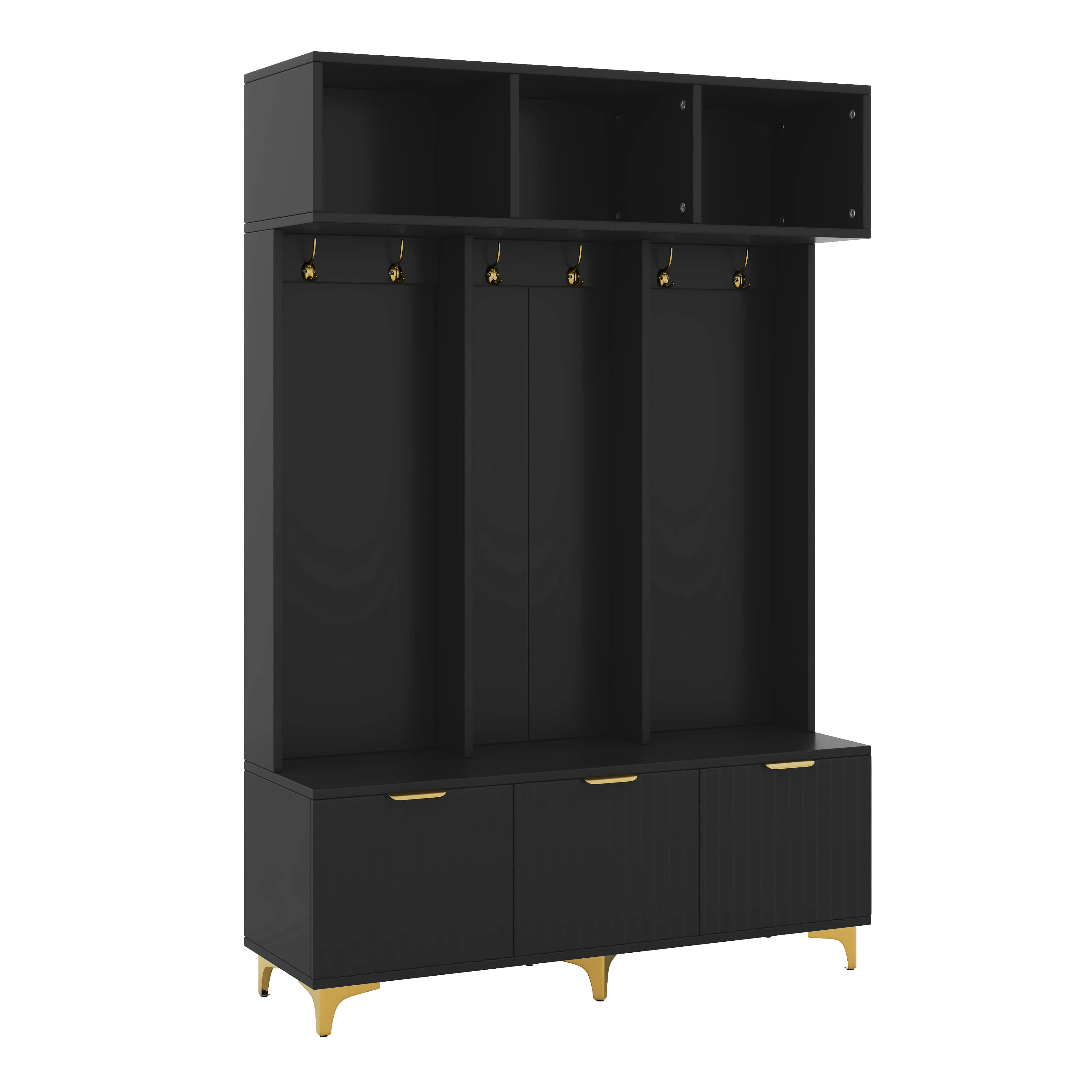 Everly Quinn Hall Tree With Bench And Shoe Storage, Entryway Cabinet ...