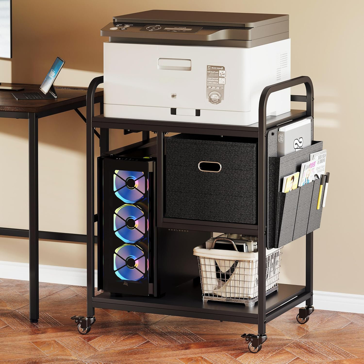 BY Family Heavy Duty 3-Tier Mobile Printer Stand With Storage Drawer ...