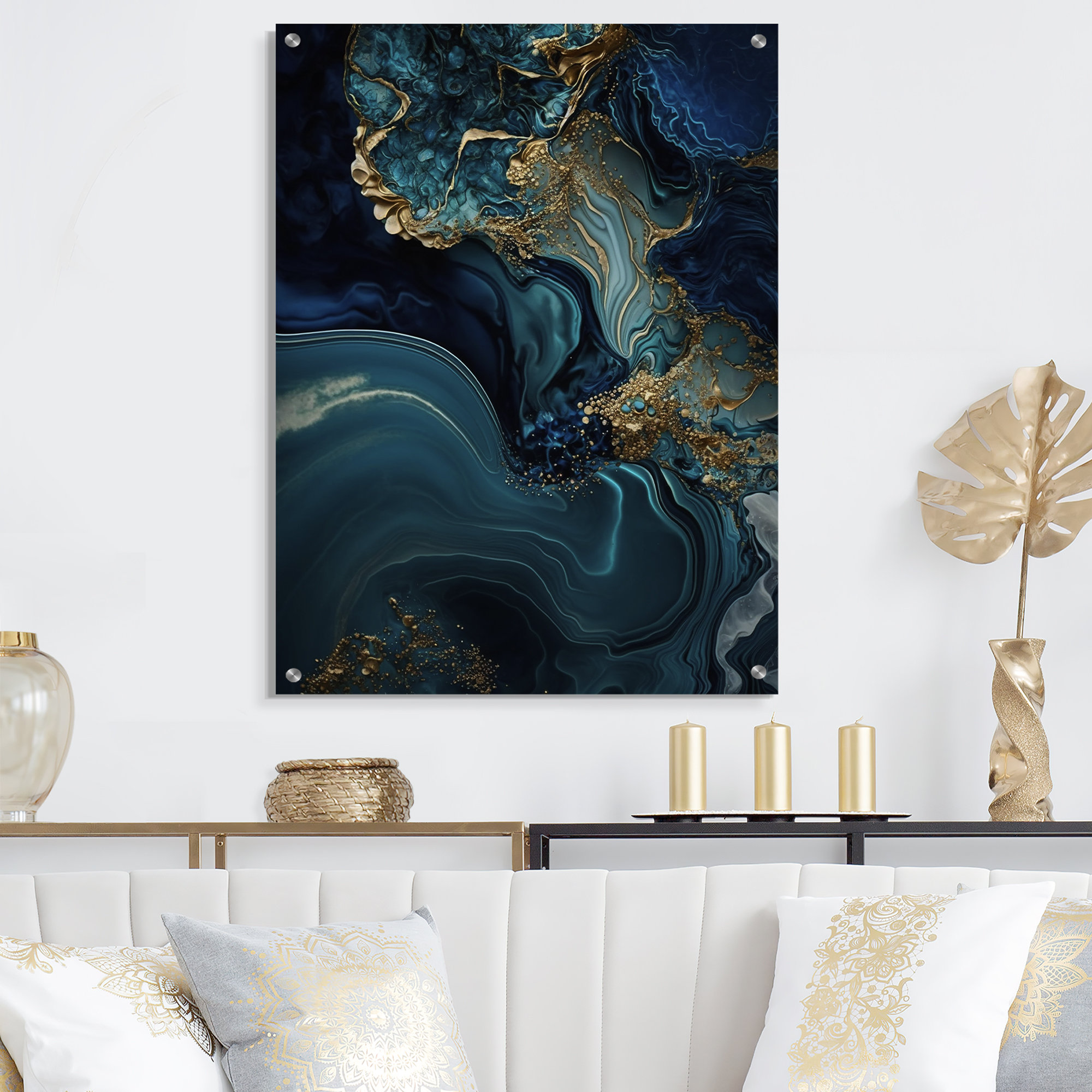 Mercer41 Abstract Geode Turquoise I - Abstract Marble Acrylic Wall Art ...