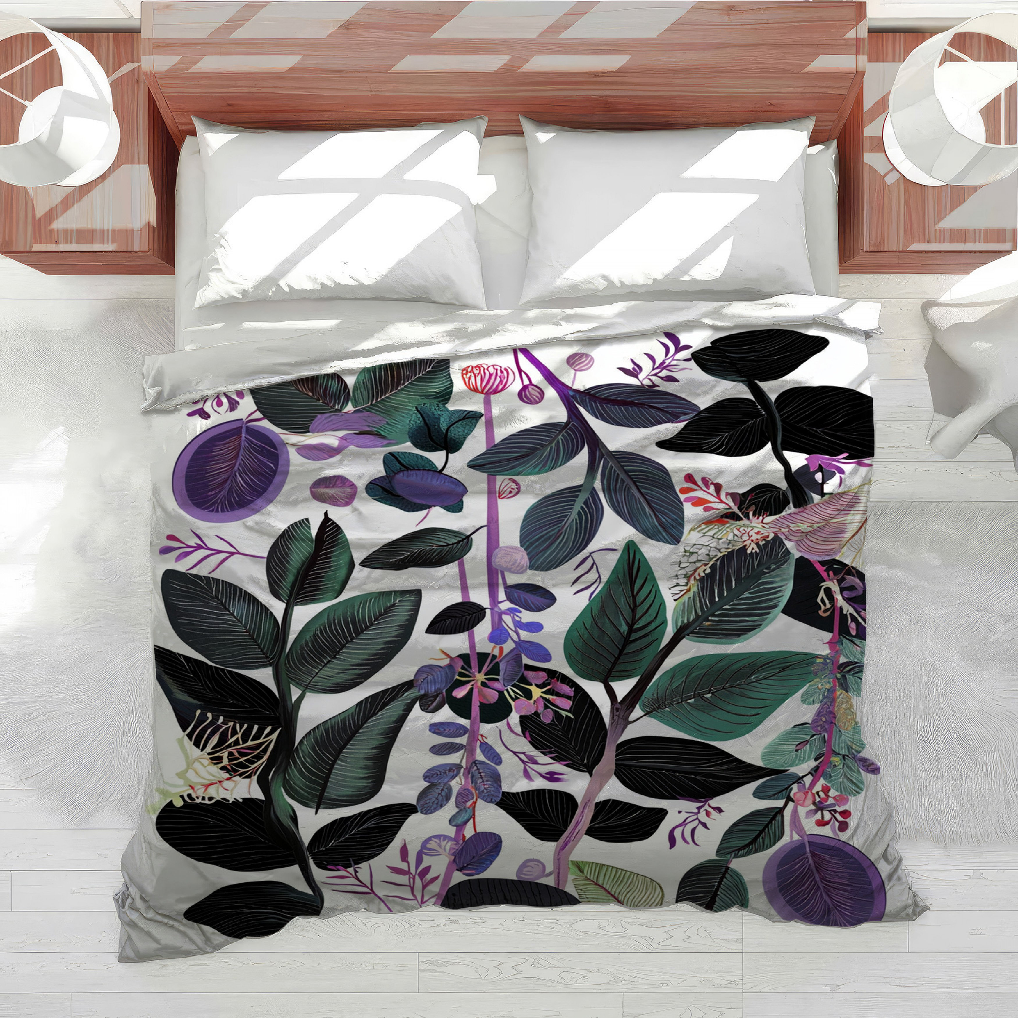 VisionDecor Tropical Leaves Bedding Floral Comforter Bohemian Boho ...