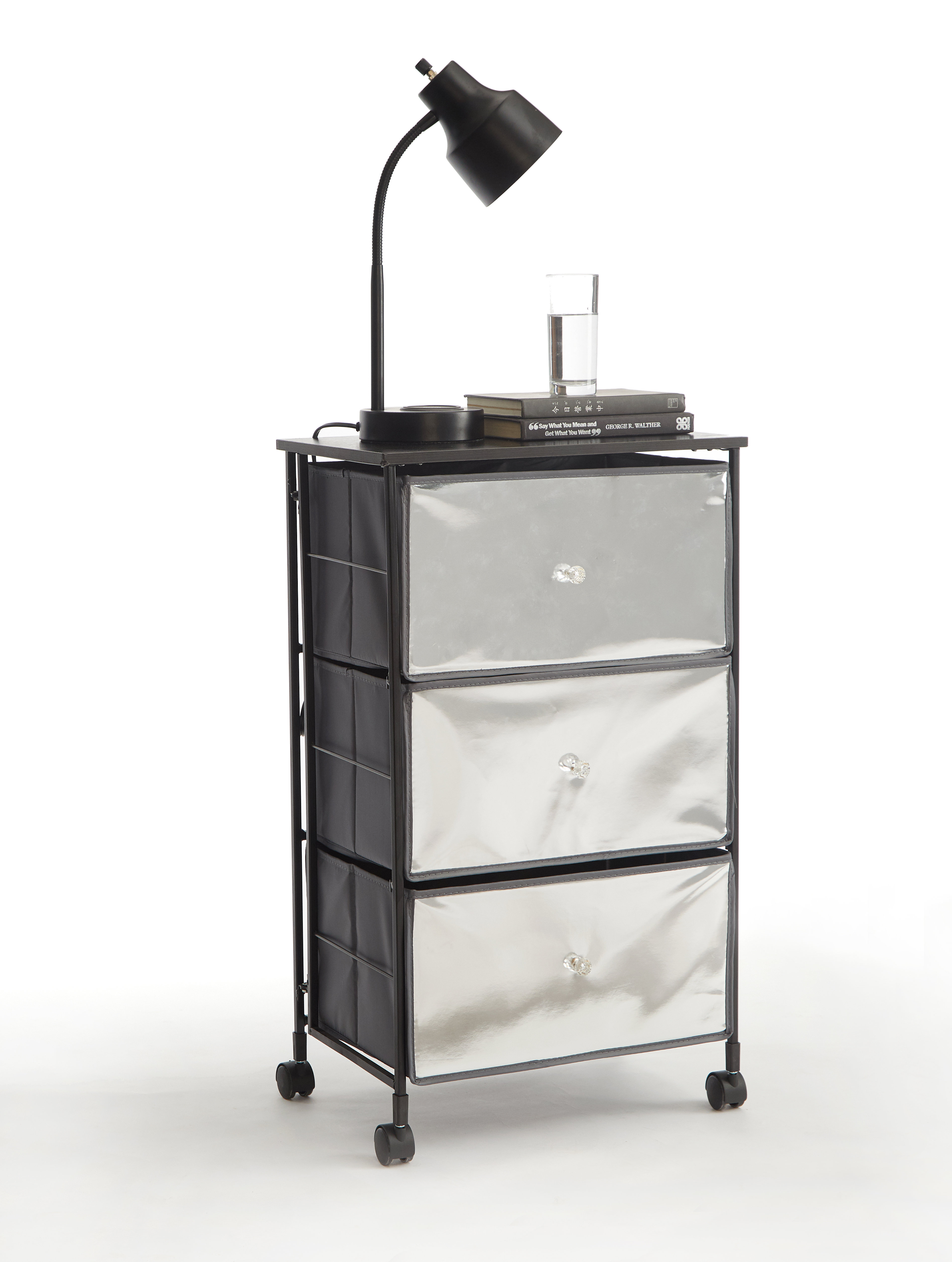 Urban Shop Mirrored 3 Compartment Tablet Storage Cart | Wayfair