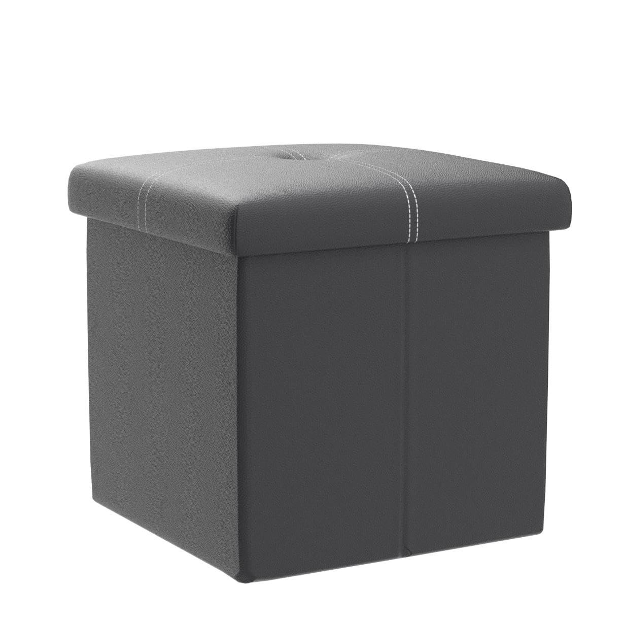 Ebern Designs 2-Pack Leather Folding Footstools With Storage, Black ...