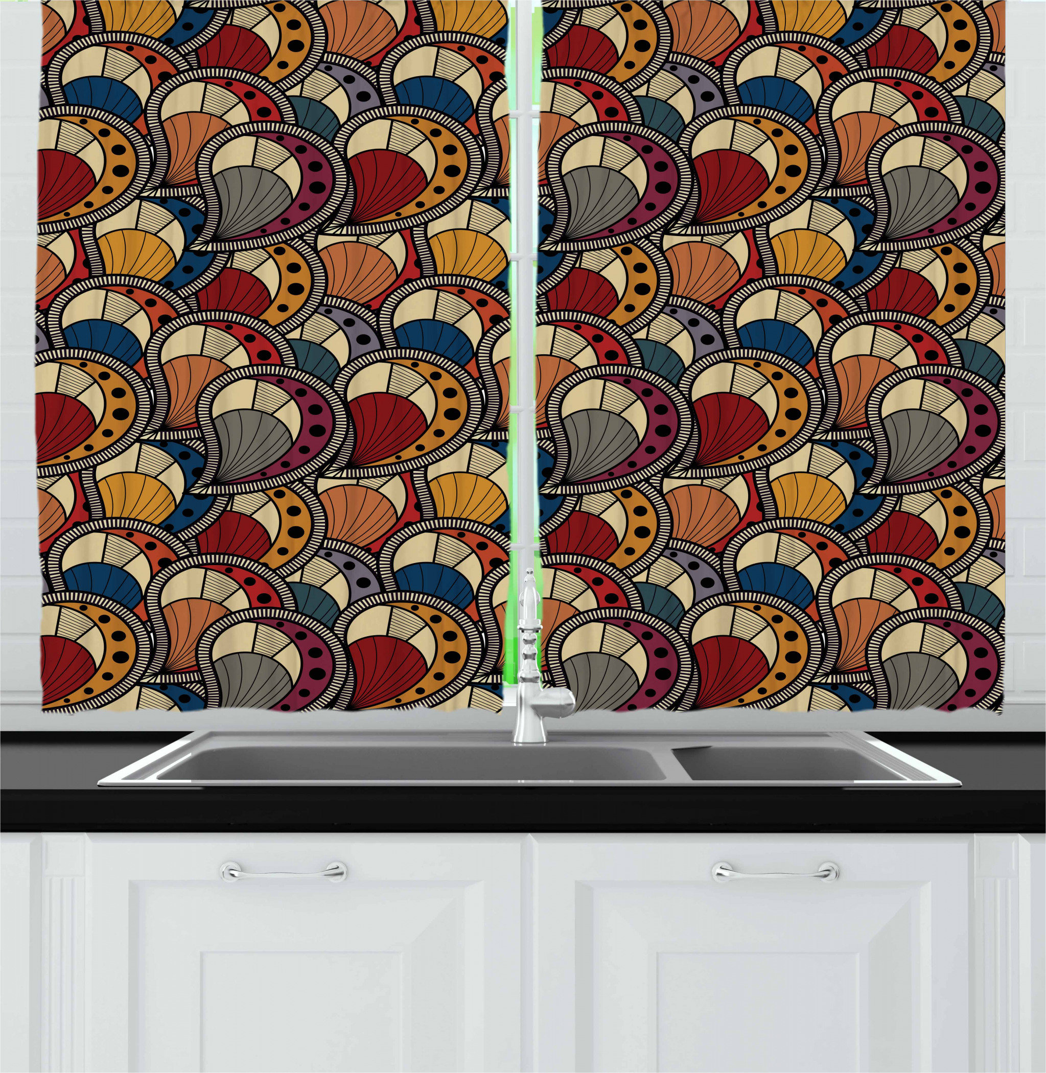 East Urban Home African Kitchen Curtain | Wayfair