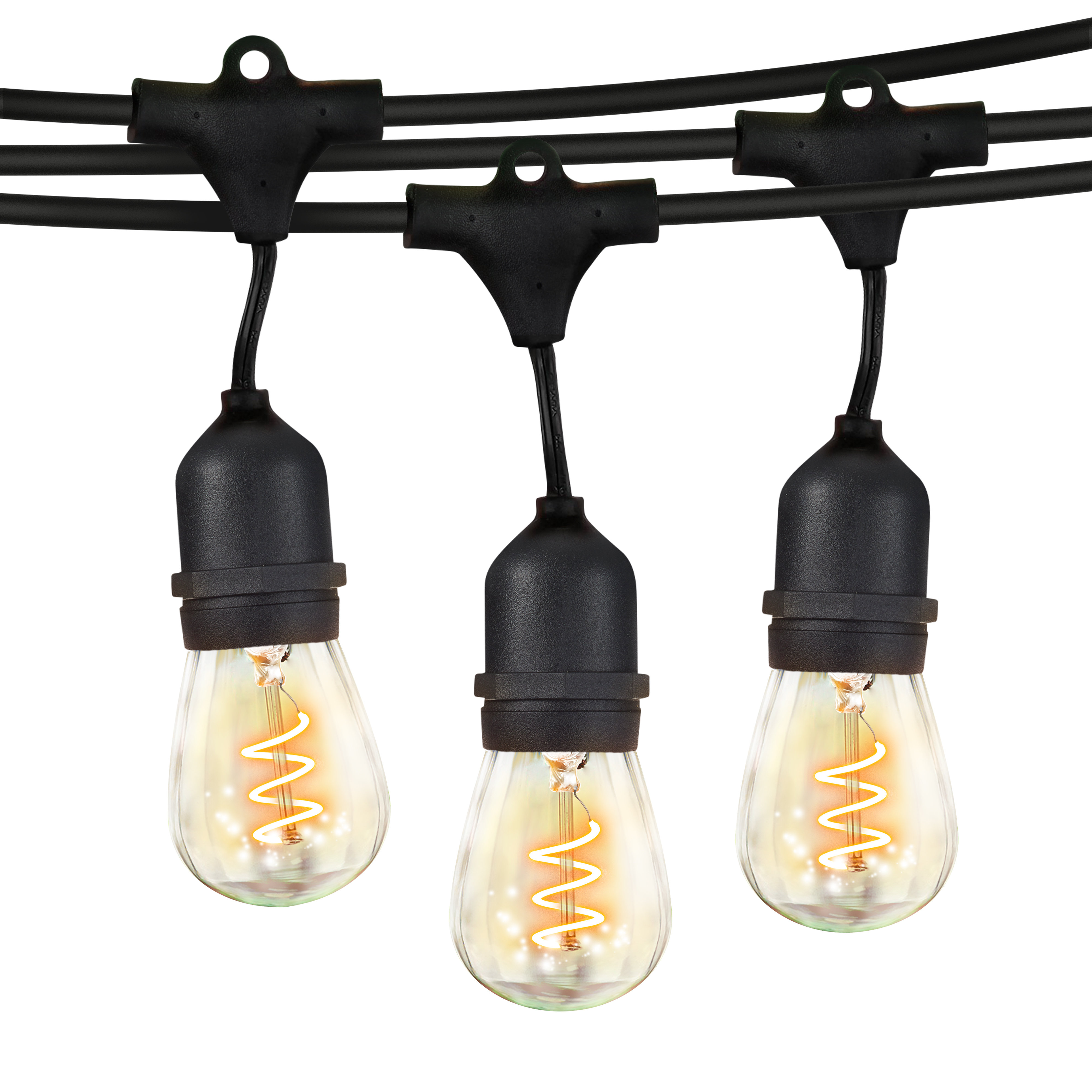 Brightech 15-Light 48 ft. Outdoor Plug-in 2W 3000k LED Hanging Edison ...