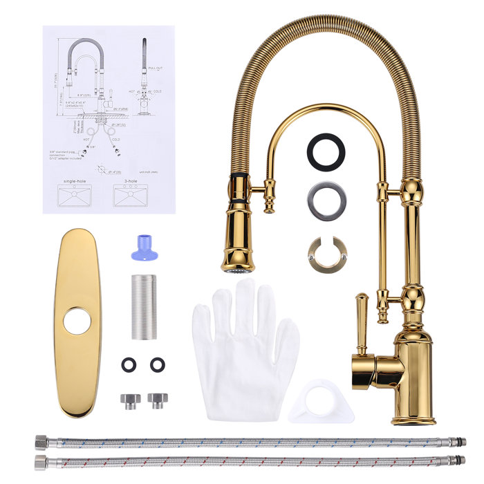 Aleasha Pull Out Gooseneck High-Arc Kitchen Faucet & Reviews | Wayfair