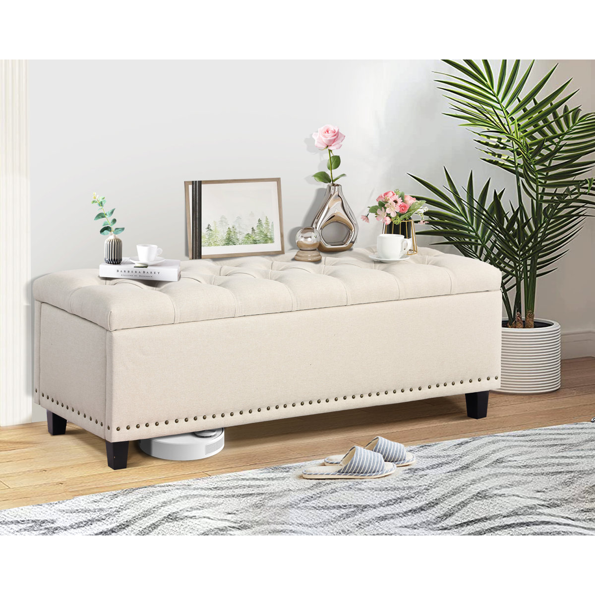 Ebern Designs 51" Ottoman Storage Benches, 30 Gallons of Bed Storage ...