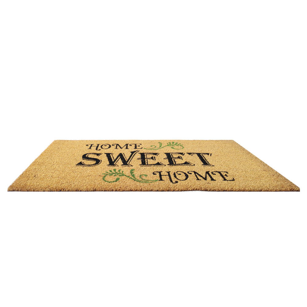 Gracie Oaks Home Sweet Home - PVC Backed Coir Mat Natural Printed 22 In ...