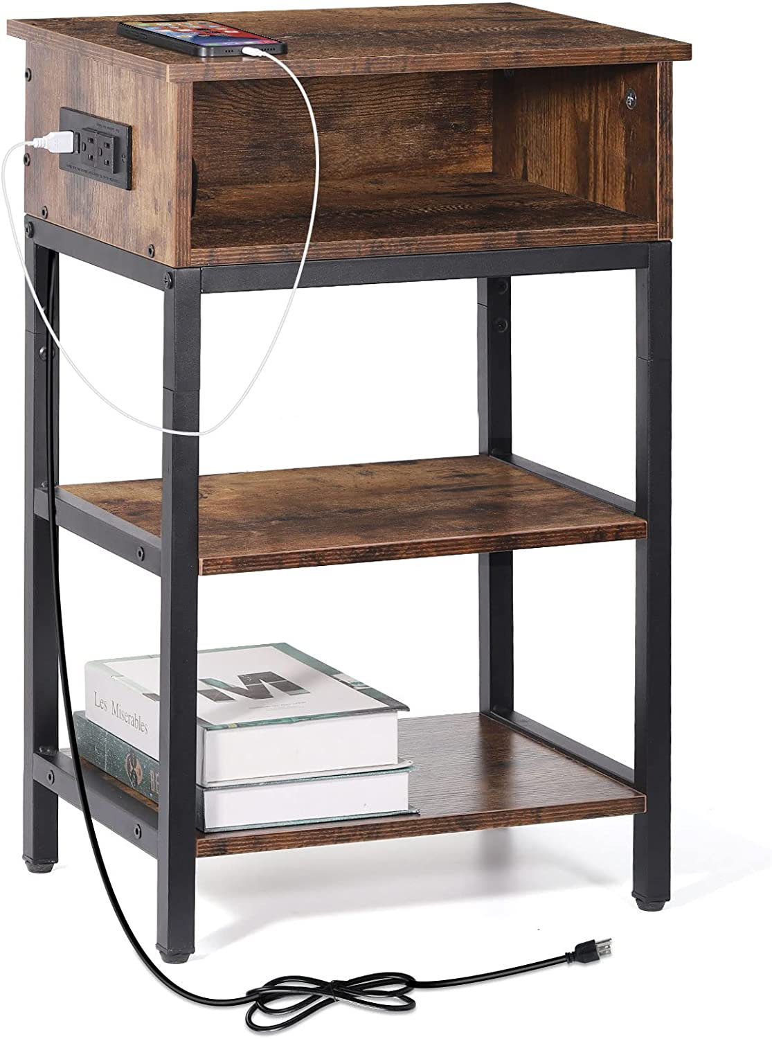 17 Stories Raileen Nightstand in Black/Brown & Reviews | Wayfair