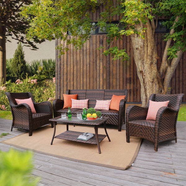Beachcrest Home™ Lorentz 4 Piece Rattan Sofa Seating Group & Reviews ...