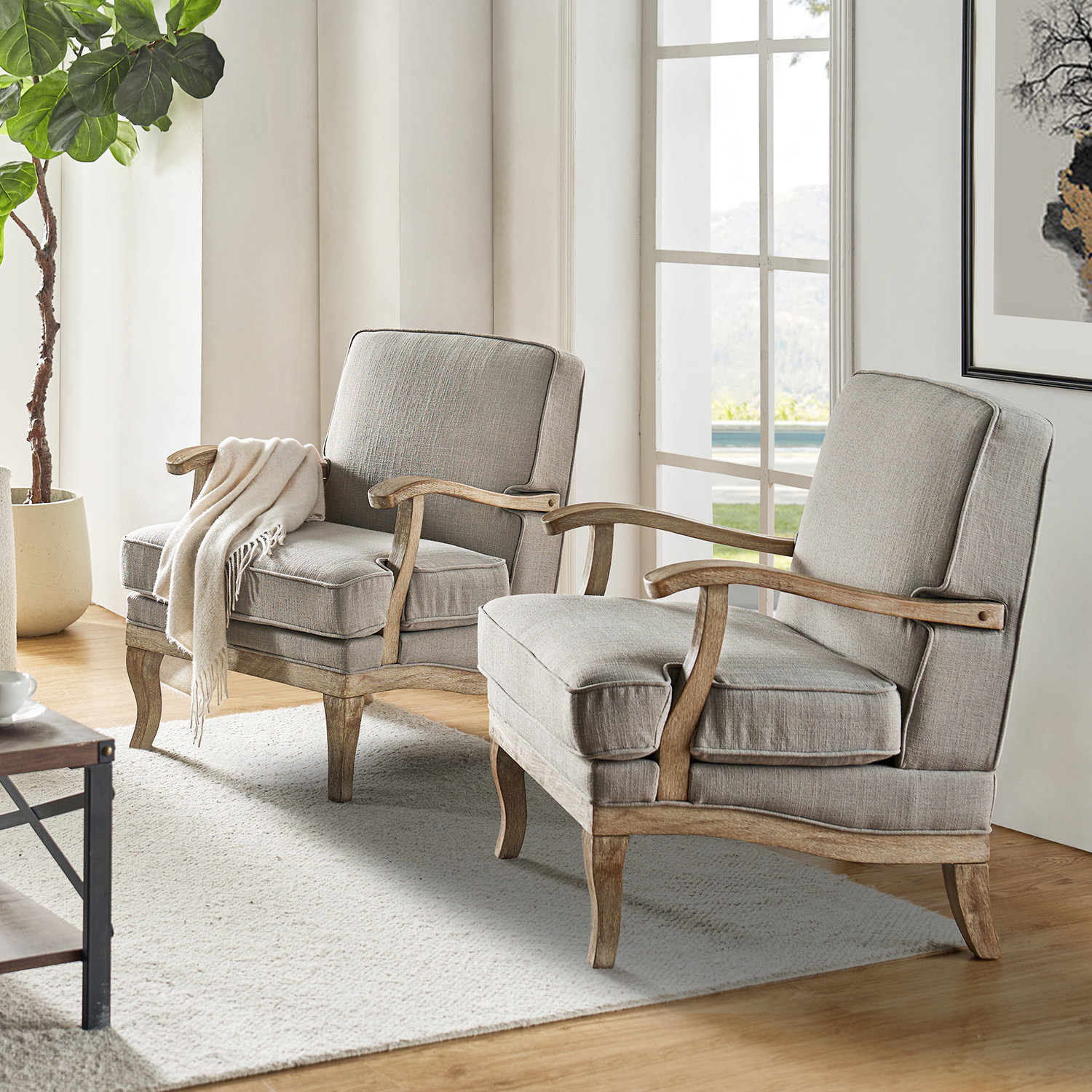 Lark Manor Amilio 28" W Polyester Armchair with Solid Wood Legs ...