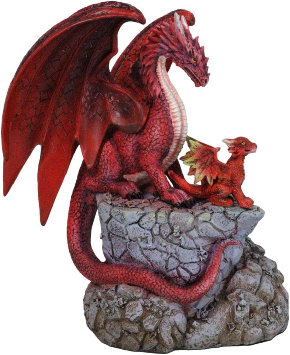 Dakota Fields Red Fire Elemental Dragon With Baby Hatchling Standing On ...