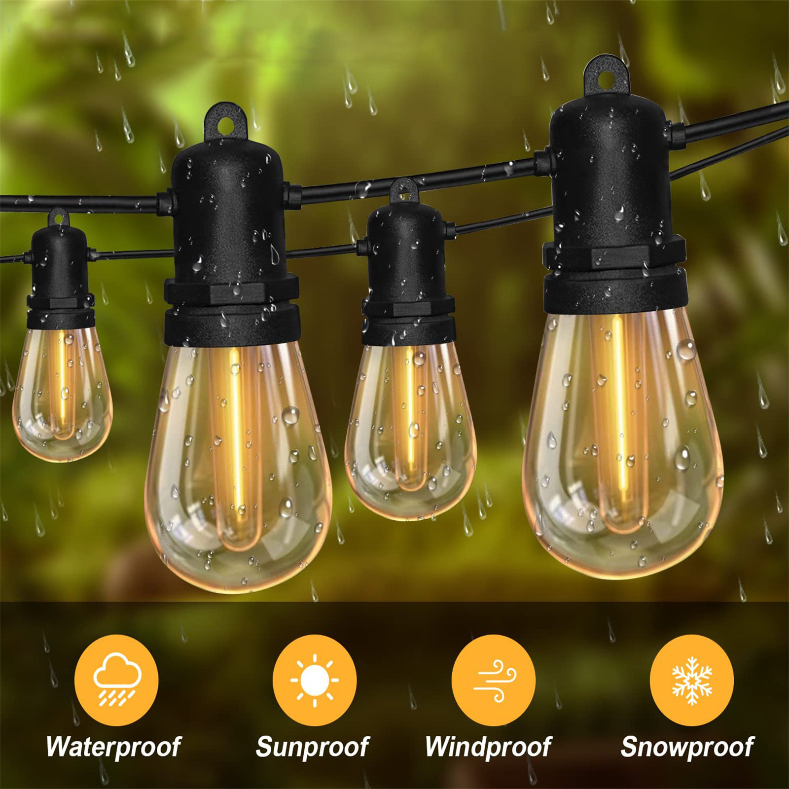 17 Stories 30Ft LED Outdoor String Lights with 10 Shatterproof Bulbs ...