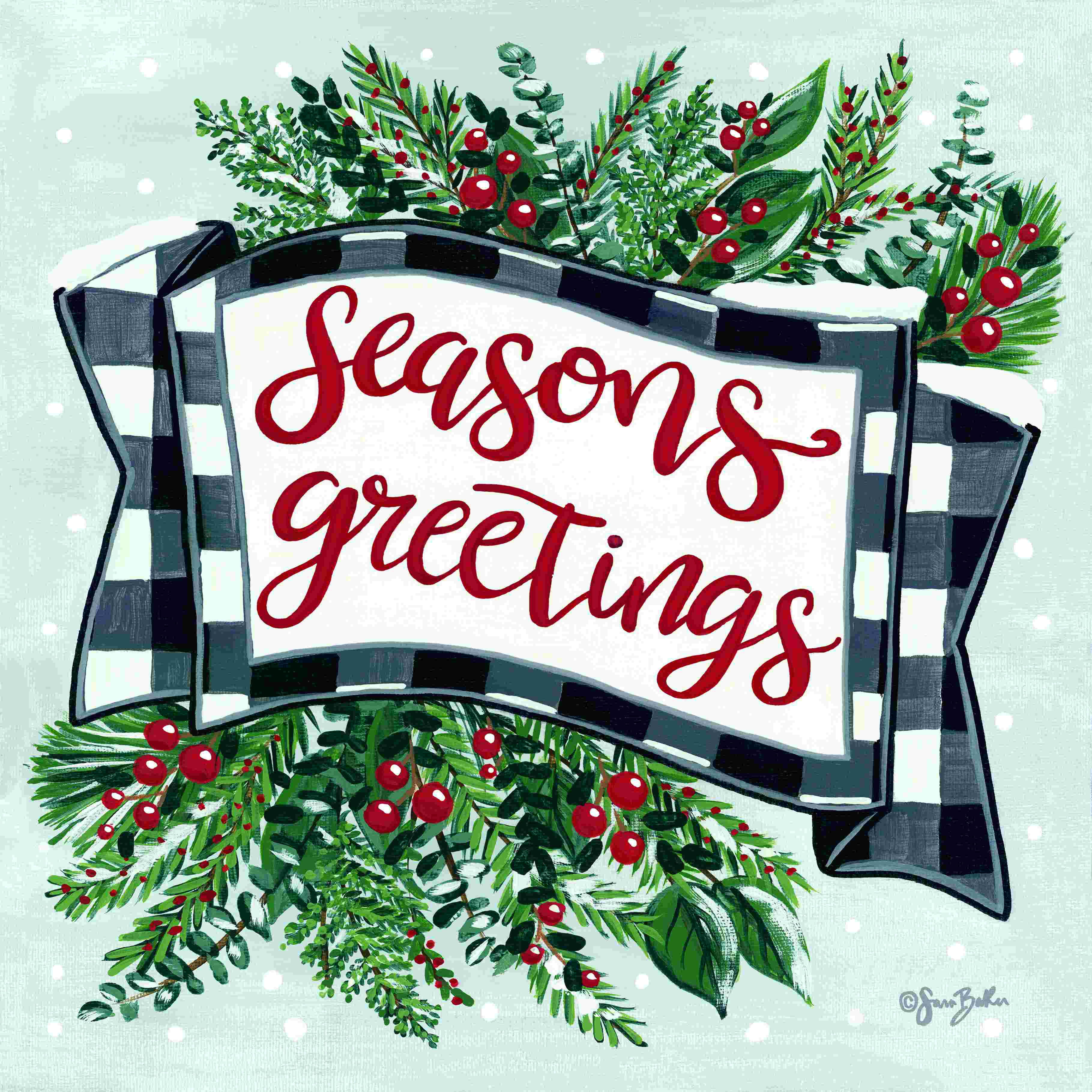 The Holiday Aisle® Seasons Greetings Banner - Wrapped Canvas Graphic ...