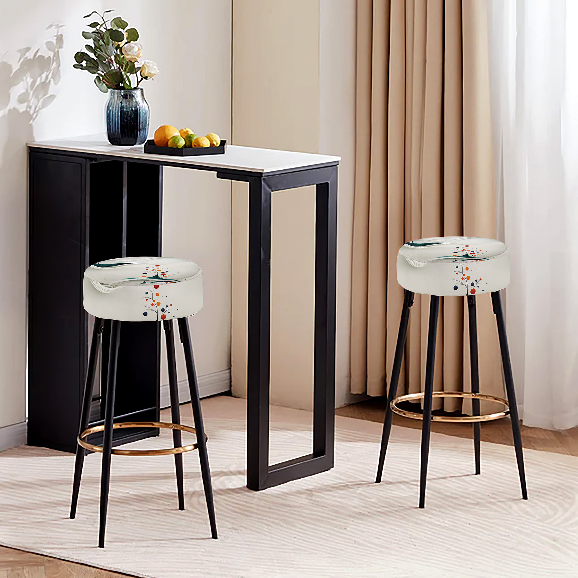 East Urban Home Malatesta White And Teal Minimalist Tree Design Zen ...