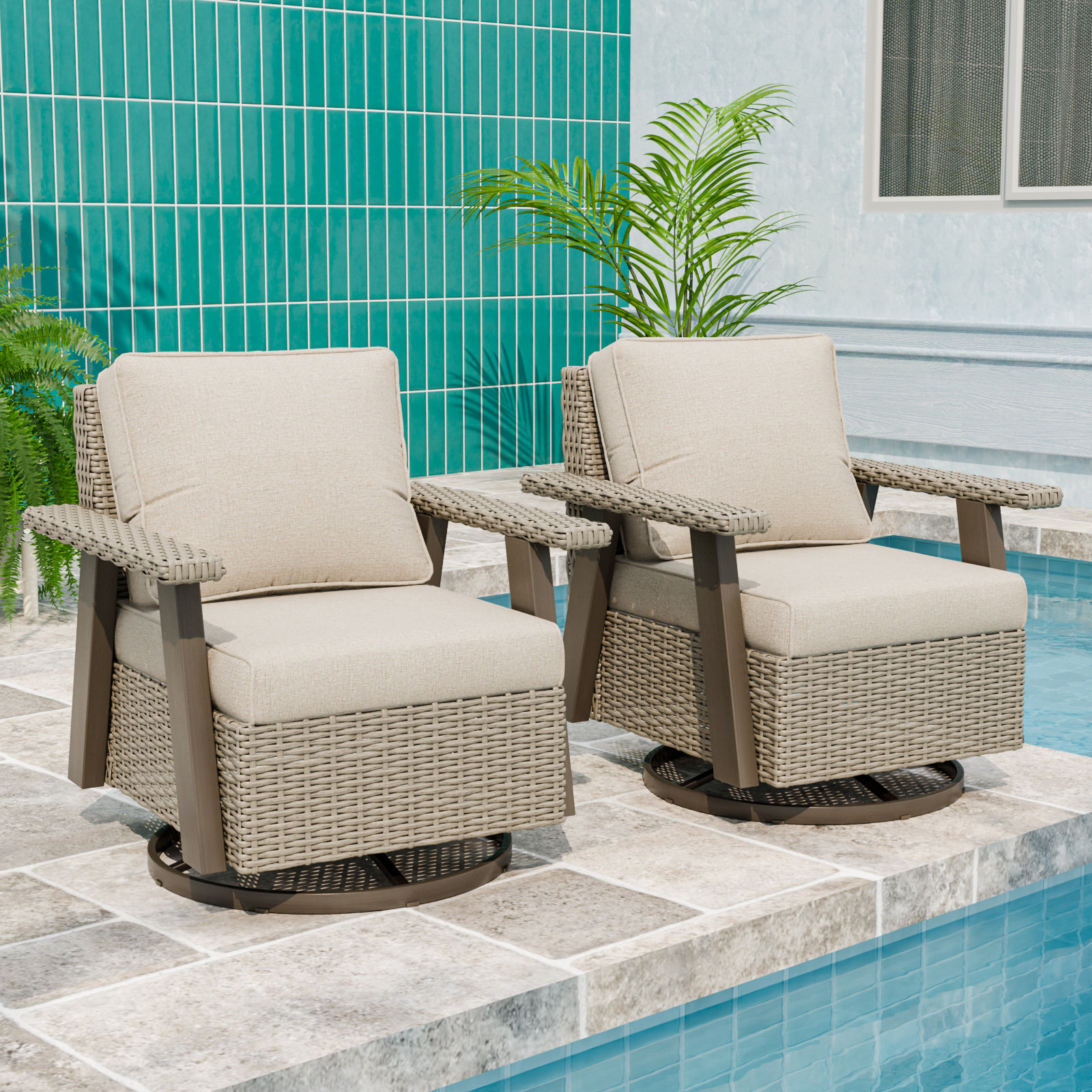 Bayou Breeze Outdoor Wicker Swivel Rocking Patio Lounge Chair with ...