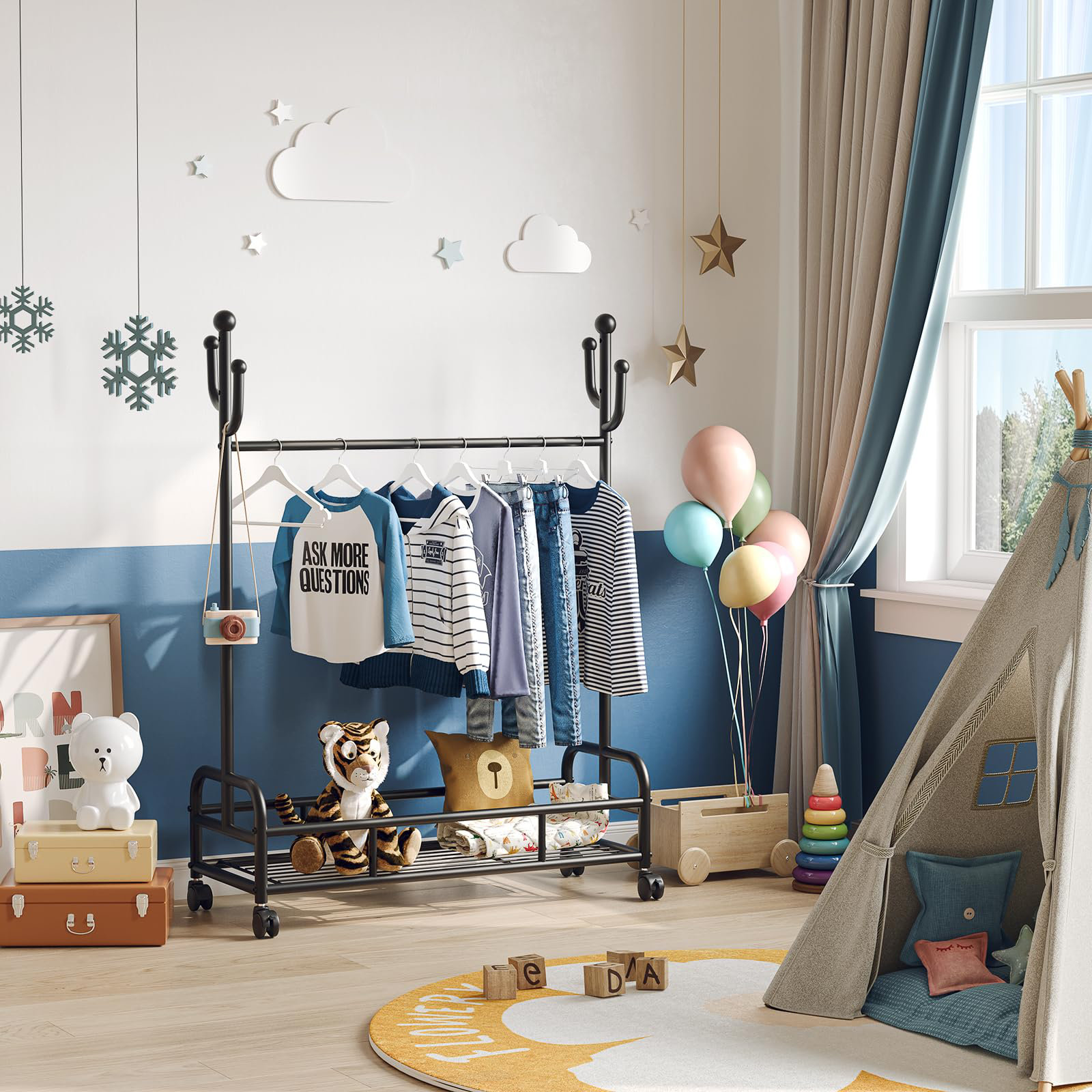 Rebrilliant Clothing Rack, Adjustable Rack Height For Clothes Rack ...