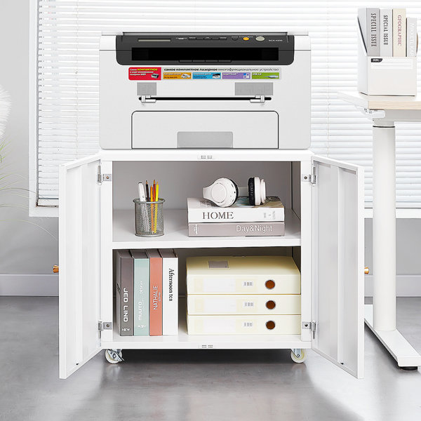 Ebern Designs Graylen Metal Printer Stand with Storage Mobile Printer ...